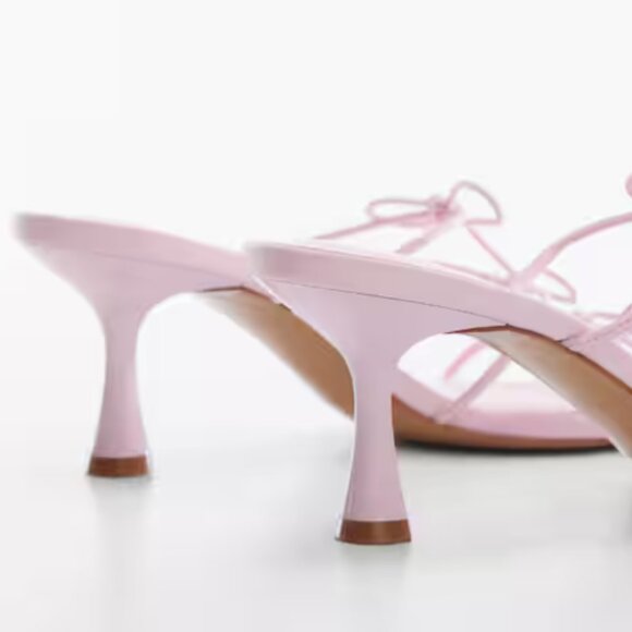 Mango | Shoes | Nwt Mango Leather Bow Heel Sandals | Poshmark